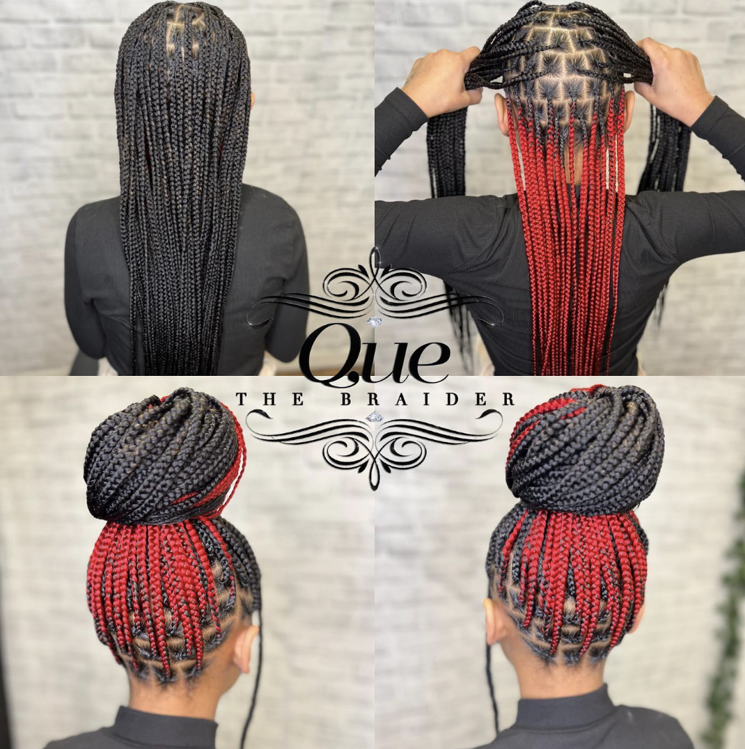 25 Easy Medium Knotless Box Braids Styles & How To Style Them - Happily ...